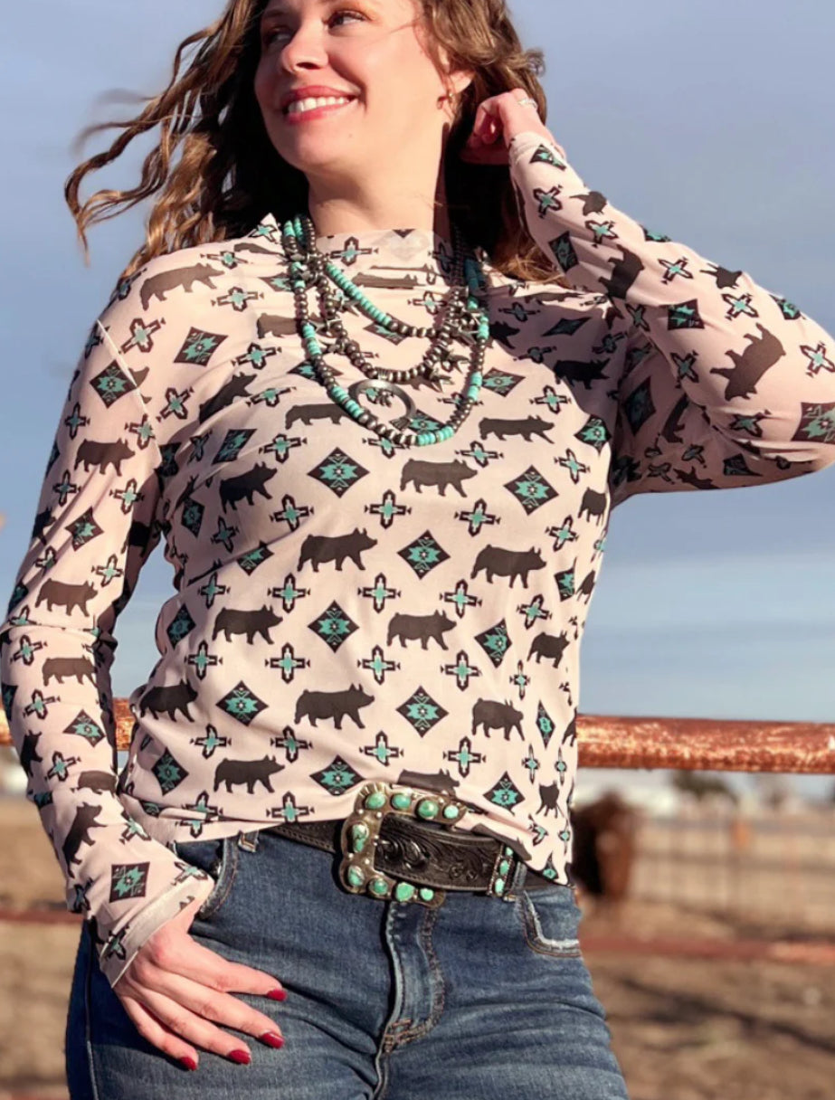 SHOW ME YOUR PIG MESH TOP – Rhinestones n Rodeo