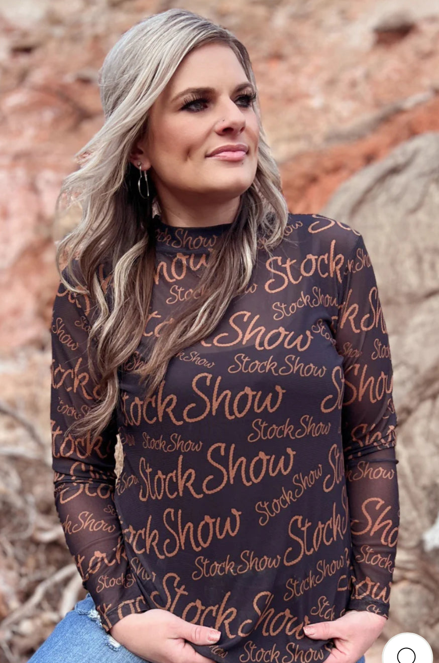 STOCK SHOW QUEEN MESH TOP – Rhinestones n Rodeo