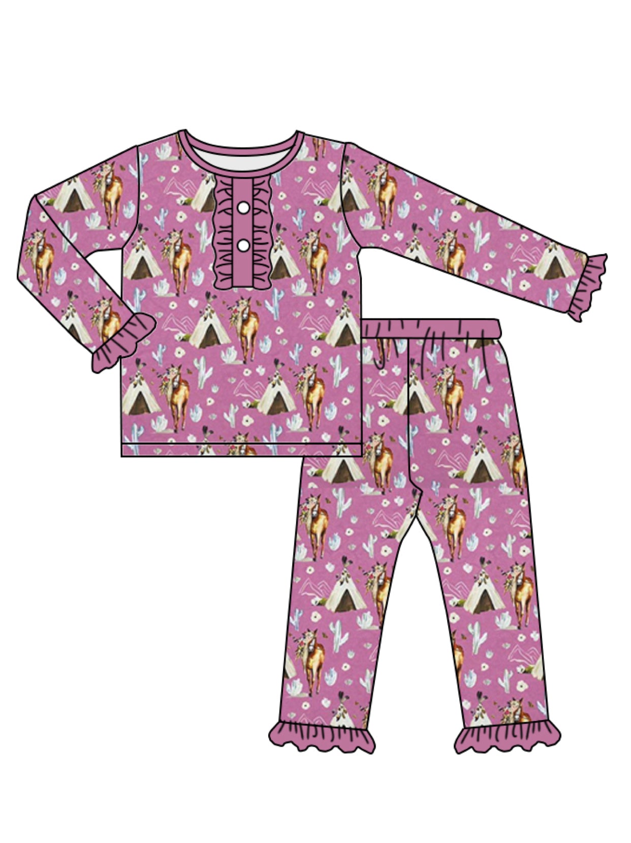 Mauve teepee pajamas – Rhinestones n Rodeo